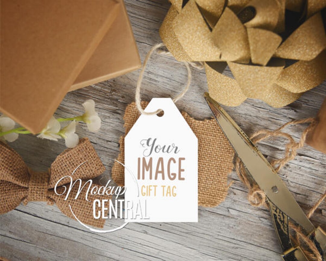 Instant Download Blank White Gift Tag Card Mockup Design, Present ...