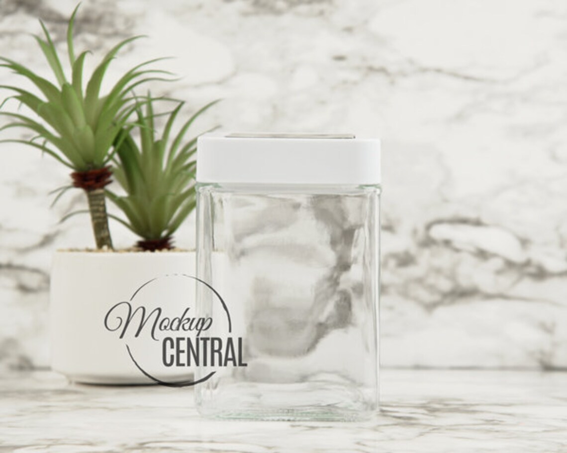 Clear Glass Container Jar Sticker Label Tag Mockup Design | Etsy