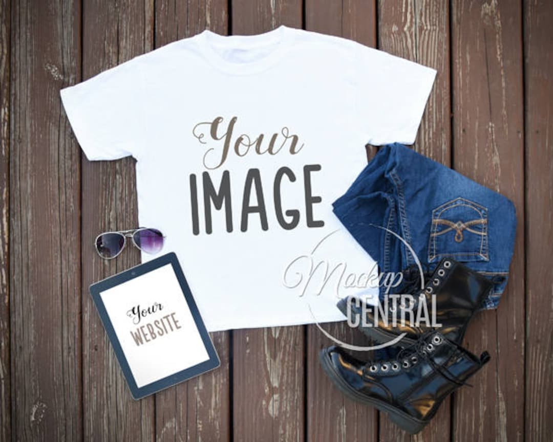 Blank White T-shirt Top Apparel Mockup, Fashion Design Styled Stock ...