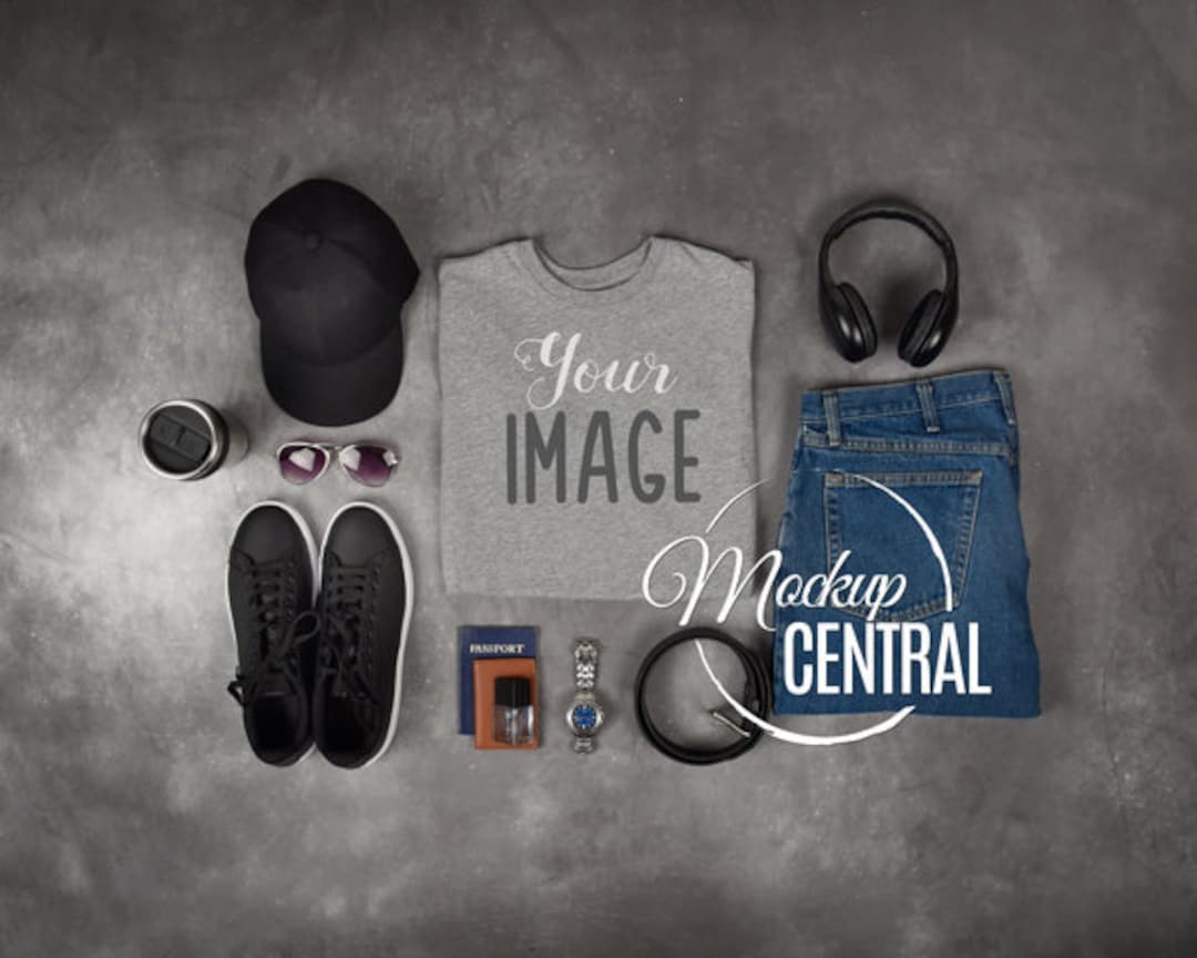 Blank Gray Folded T-shirt Apparel Mockup, Design Styled Stock ...