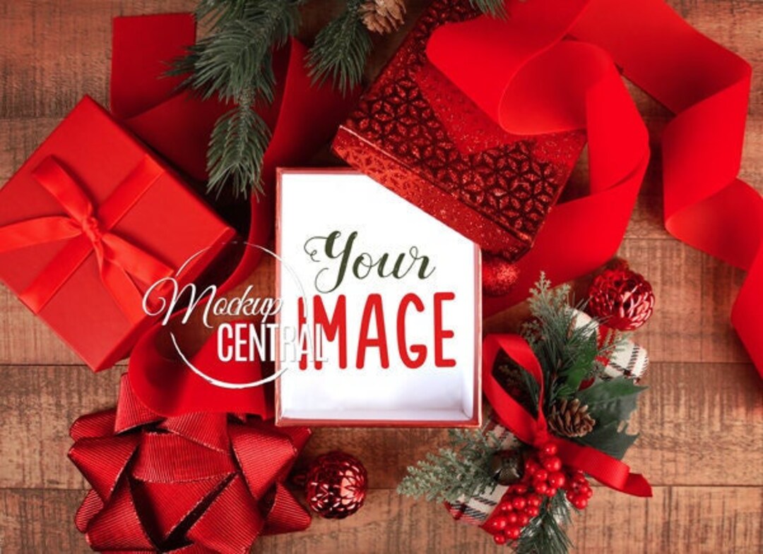 Product Gift Box Display Mockup Design, Top View Empty Present Box for ...