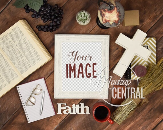 Blank White Frame Mockup Religious Christian Bible Styled | Etsy