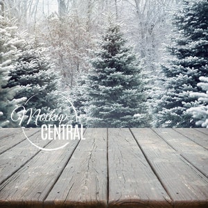 Blank Rustic Wood Winter Christmas Stock Photo - Background With Trees ...