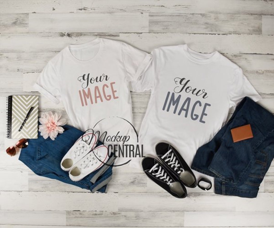 Matching Couple Twin Blank White T-Shirts Clothing Design | Etsy