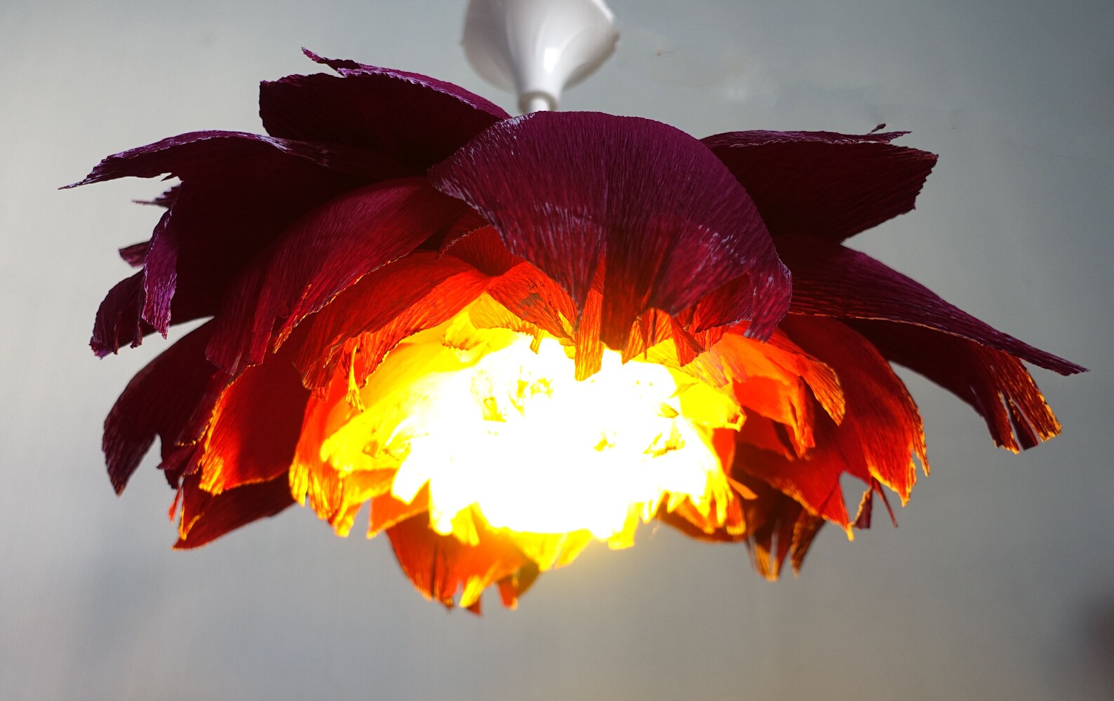 Red & Coral Rose Lamp Flower Pendant Light Boho Lamp Paper | Etsy