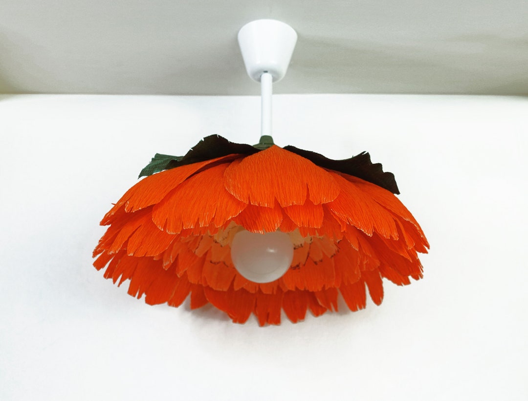 Orange Ceiling Lamp, Flower Pendant Light, Peony Lamp, Flower Lamp ...