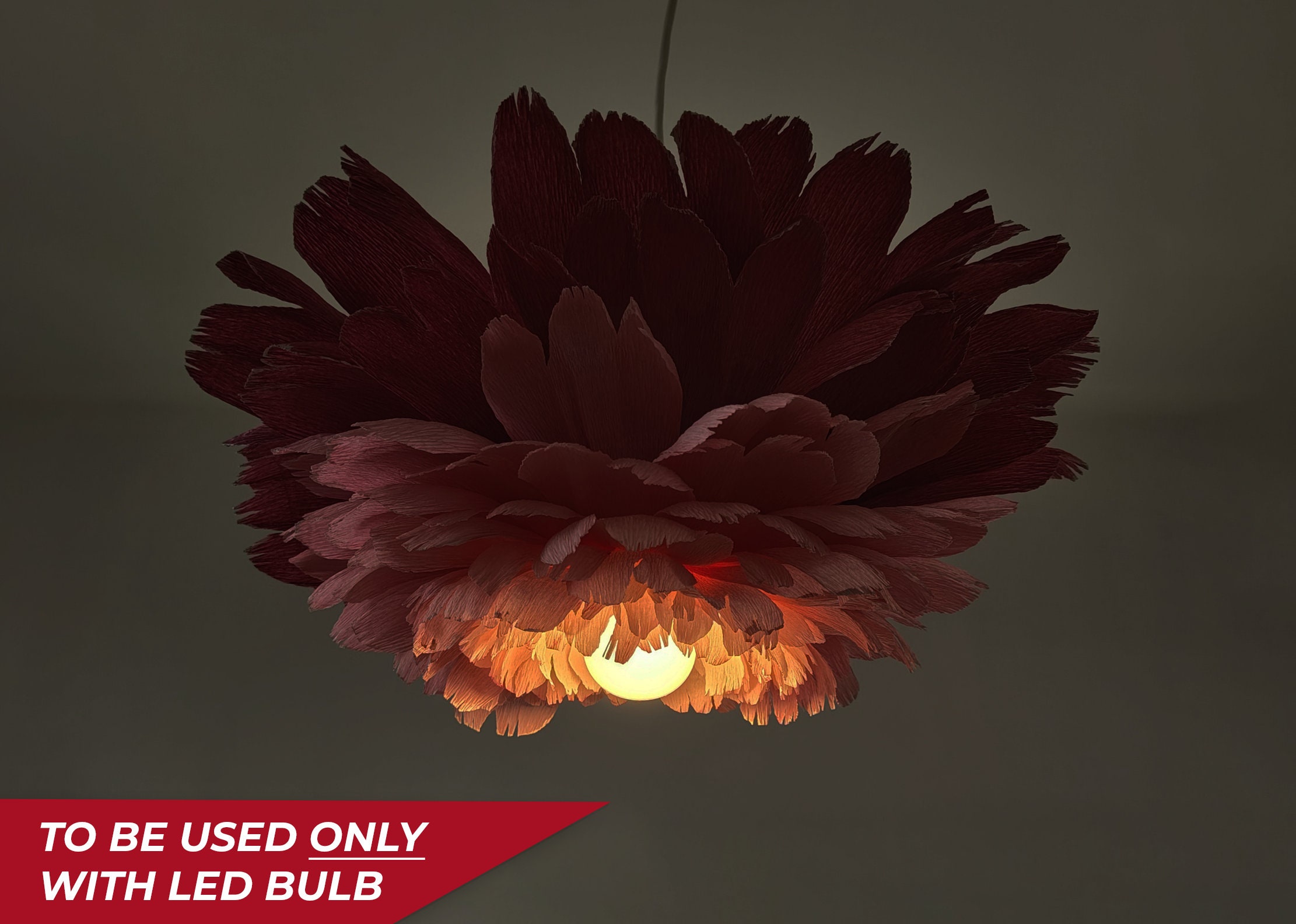 Dusty Pink Rose Lamp, Flower Pendant Light, Paper Floral Light, Floral ...