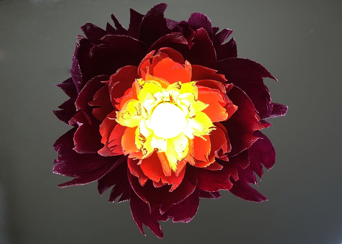 Red & Coral Rose Lamp Flower Pendant Light Boho Lamp Paper | Etsy