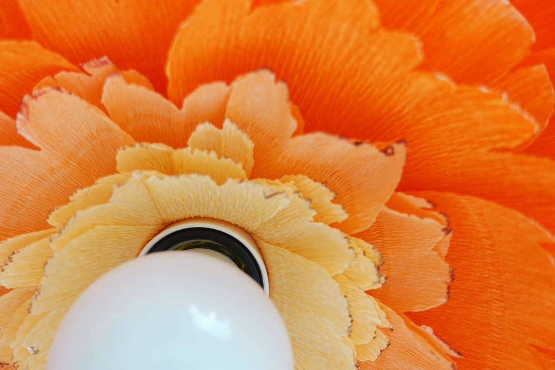 Orange Ceiling Lamp Flower Pendant Light Peony Lamp Flower - Etsy