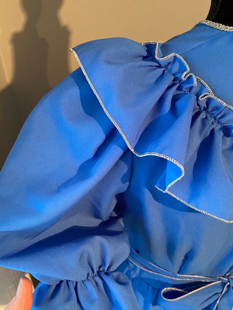 80s Ruffles Dress With Silver Lining Bow Dress 80s Vintage Dress Maxi ...