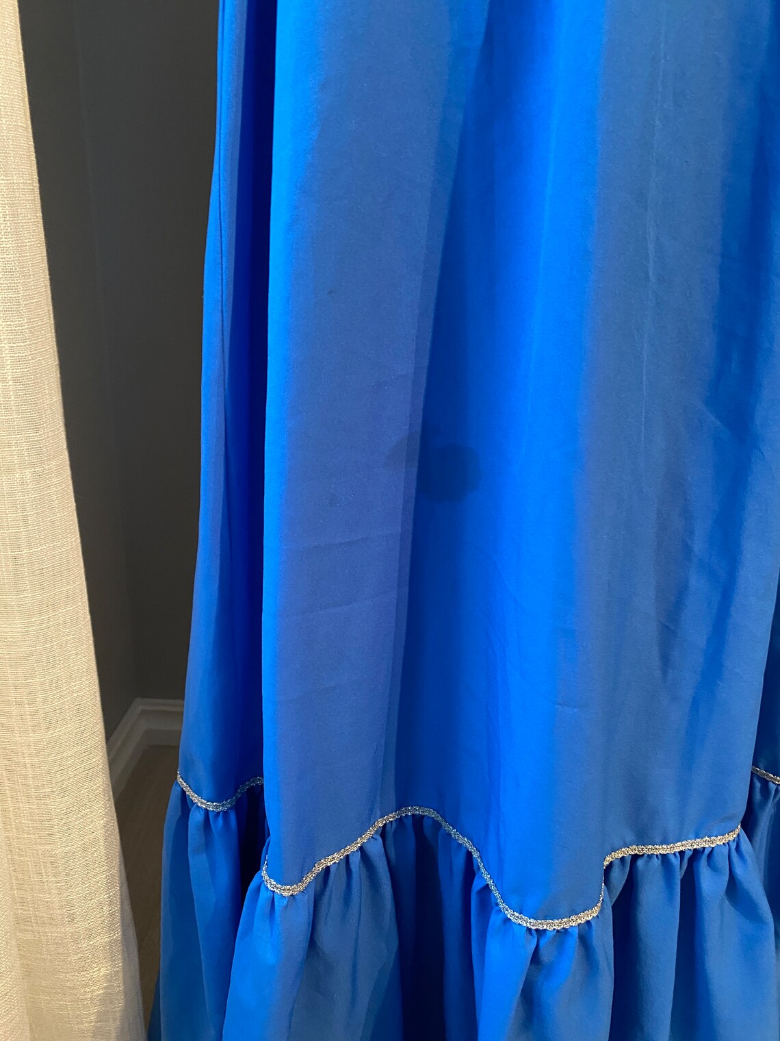 80s Ruffles Dress With Silver Lining Bow Dress 80s Vintage Dress Maxi ...