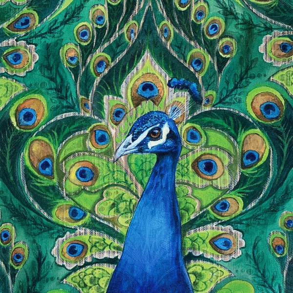 Peacock Print Fabric - Etsy