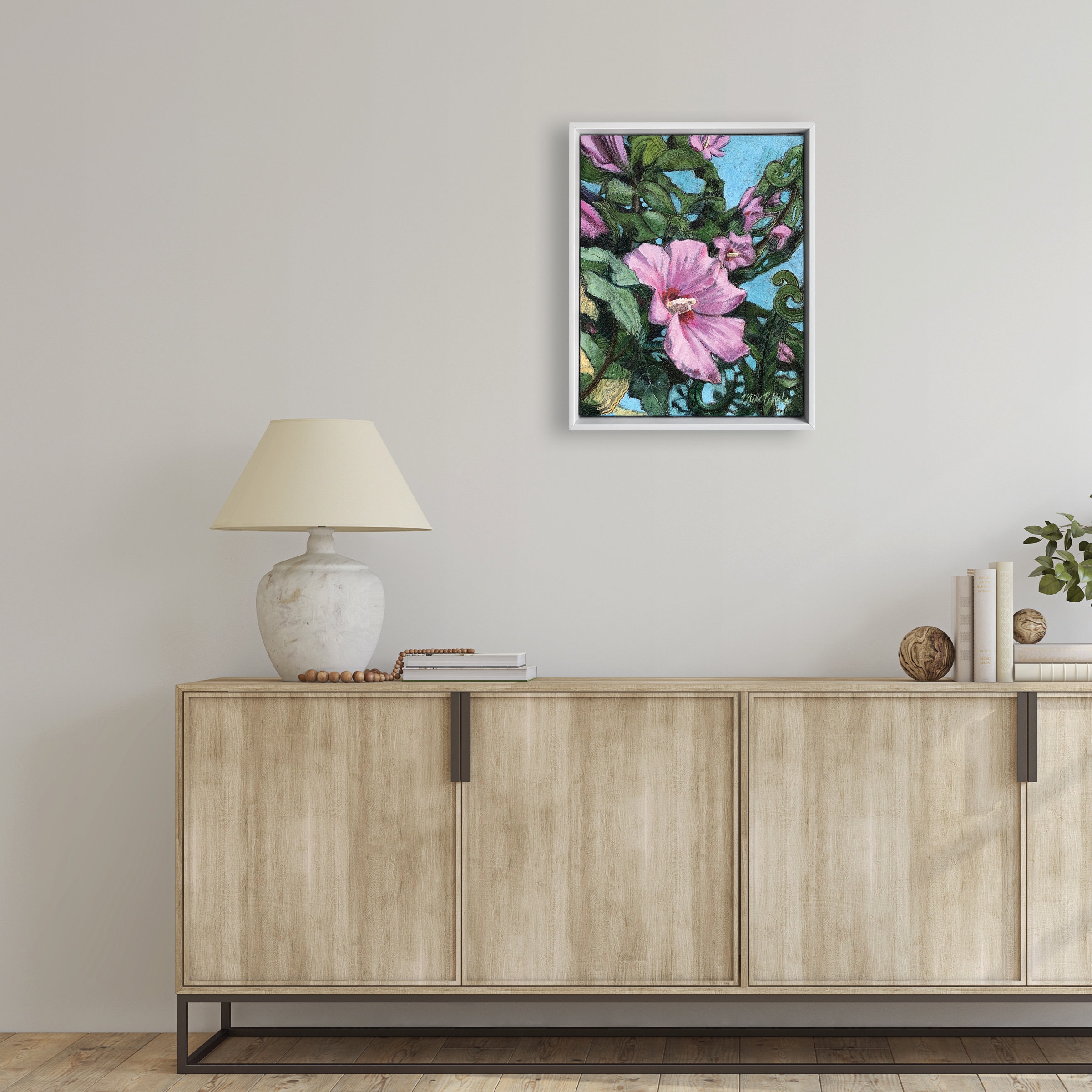 Original Acrylic Rose of Sharon Painting on Stretched - Etsy