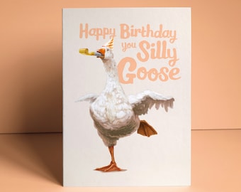 Silly Goose Birthday Card, Untitled Goose Game Greetings Card, Blank ...