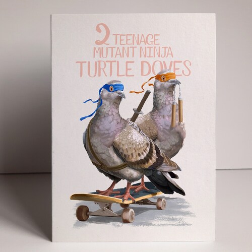Two Turtle Doves Christmas Card Funny Christmas Card TMNT - Etsy UK