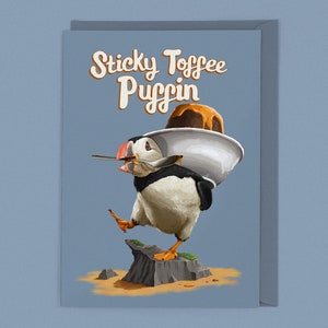 Puffin Card, Sticky Toffee Pudding Food Pun - Etsy UK