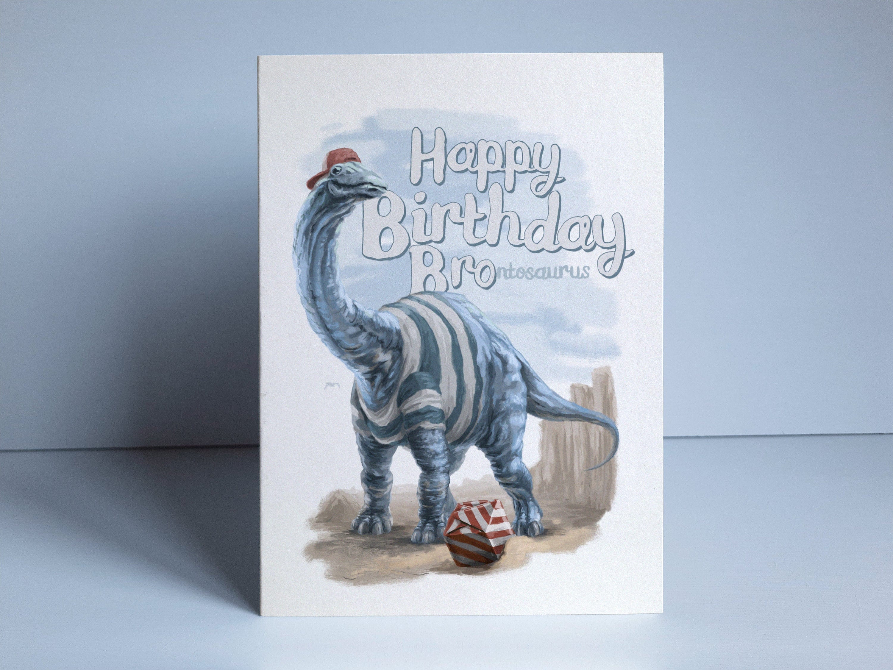 Brother Dinosaur Birthday Card Blue Brontosaurus | Etsy