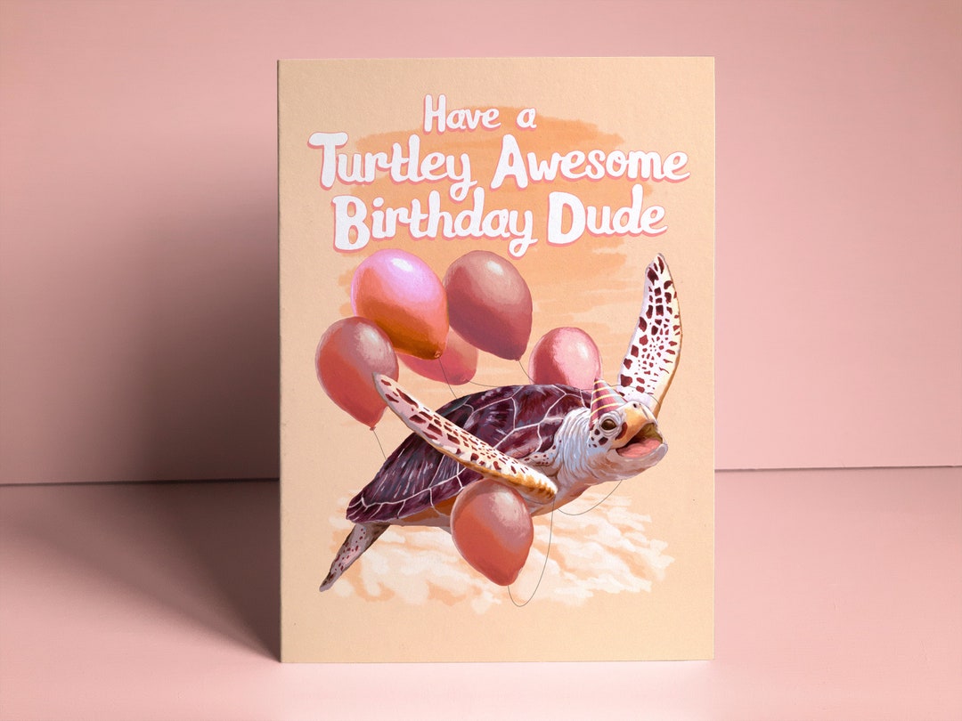 Turtle Birthday Card Funny Animal Pun - Etsy