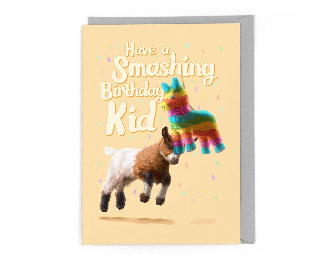 Cute Goat & Pinata Birthday Card - Etsy