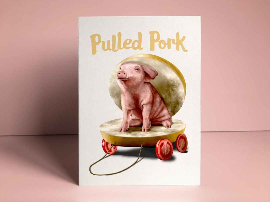 Cute Pig Pun Birthday Card, Pulled Pork - Etsy