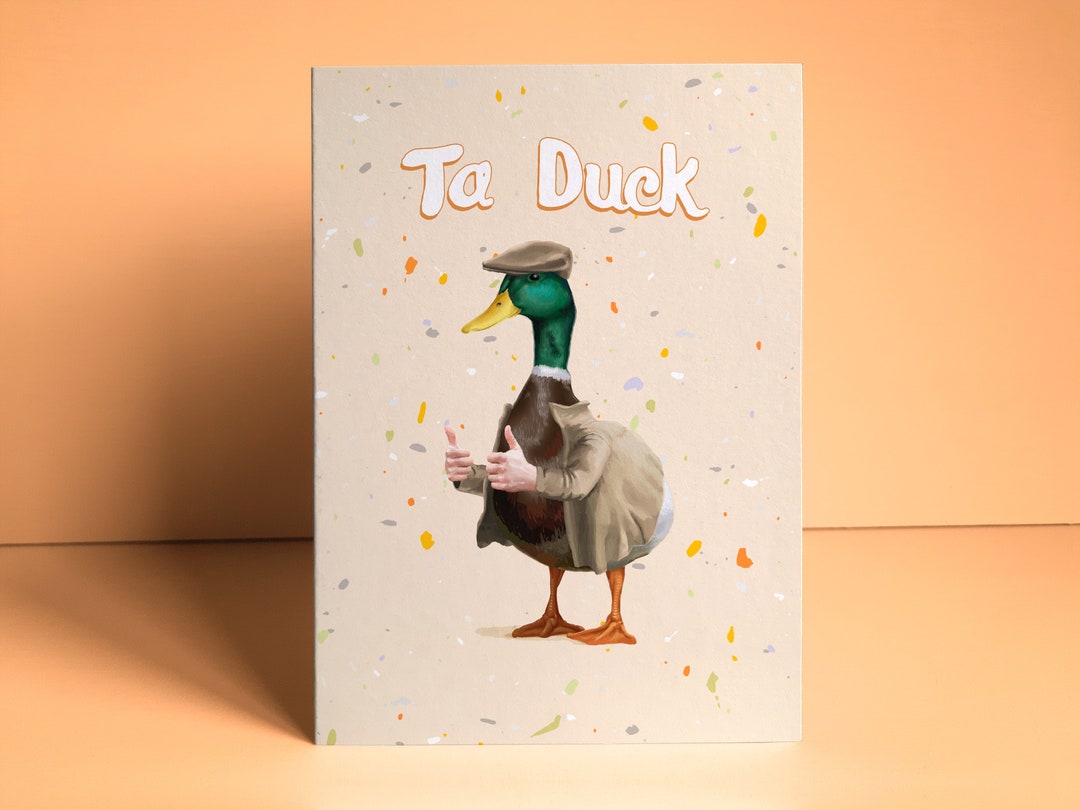 Ta Duck Pun Card, Funny Thank You Card British - Etsy