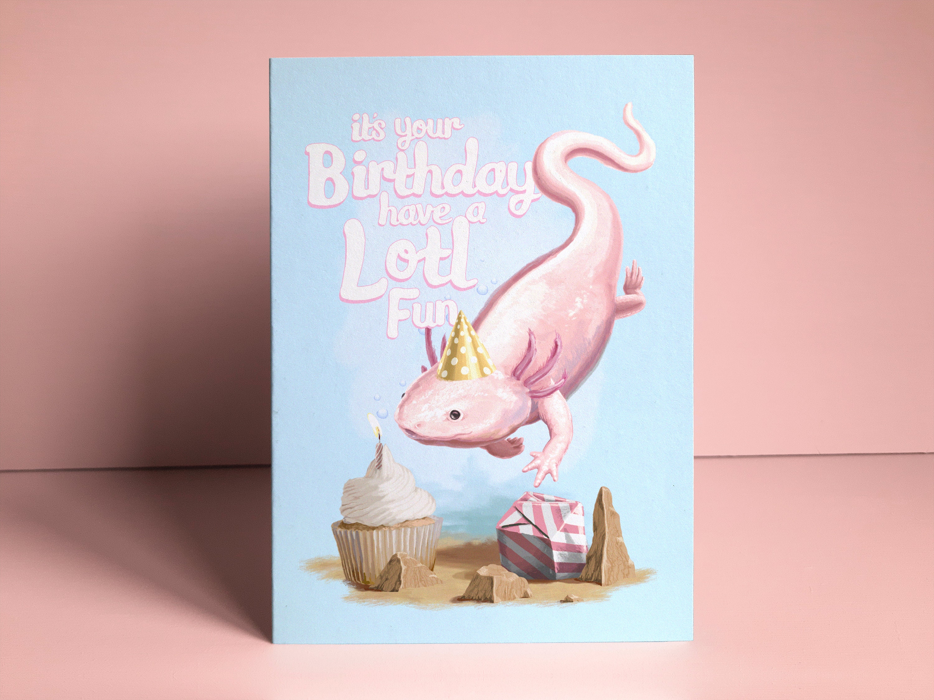 Cute Axolotl Birthday Card - Etsy UK
