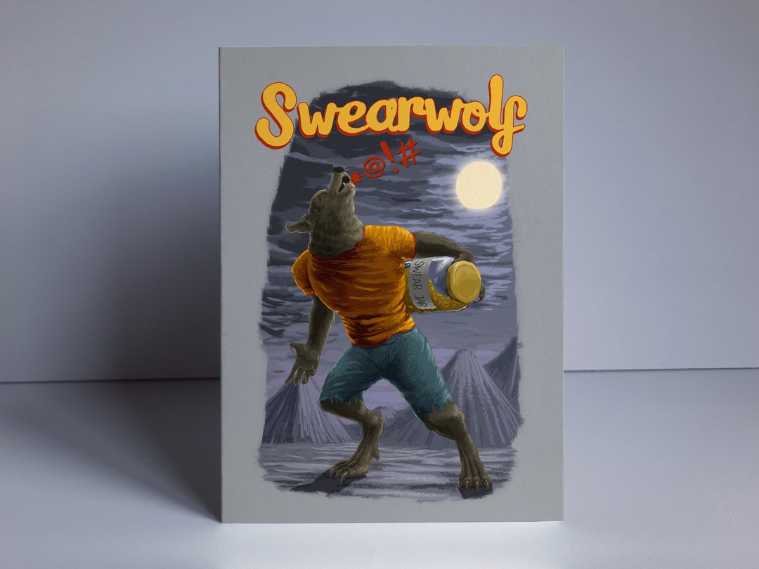 Werewolf Swearing Birthday Card - Etsy