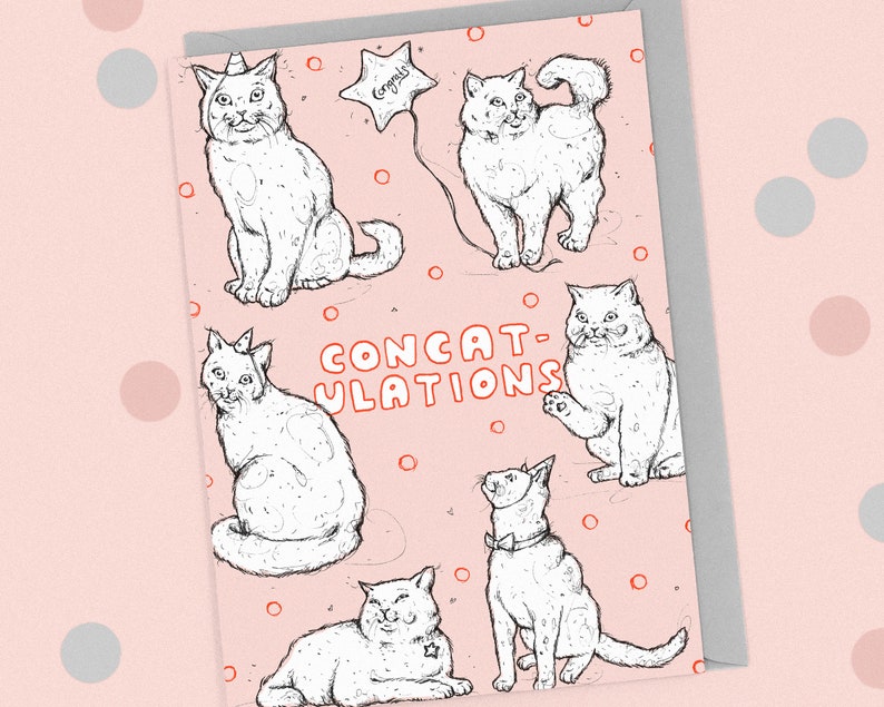 Cat Congratulations Card Pun, New Job - Etsy UK