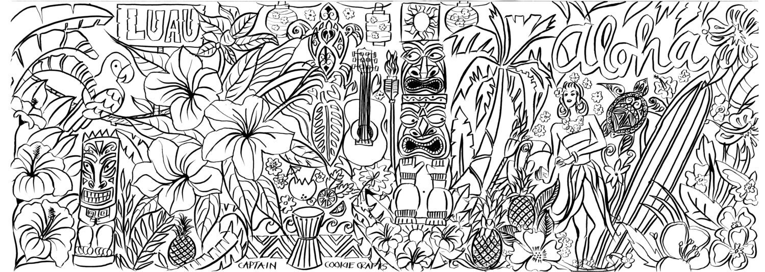 CLUB TROPICANA - Giant Kids Colouring Mural - Hawaiian Luau Party - 235 ...