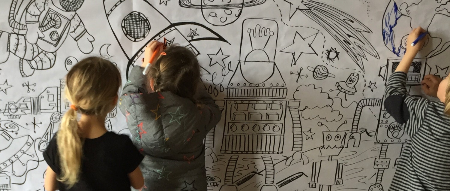 SPACE FINAL FRONTIER Children's Giant Colouring Poster birthday - Etsy