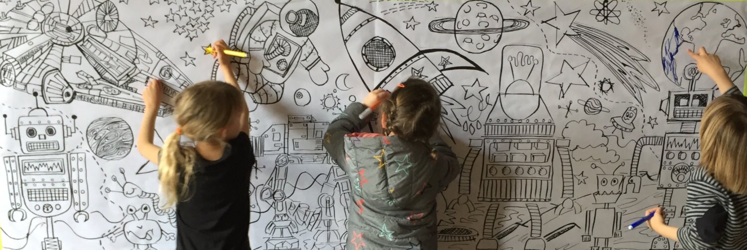 SPACE FINAL FRONTIER Children's Giant Colouring Poster birthday - Etsy