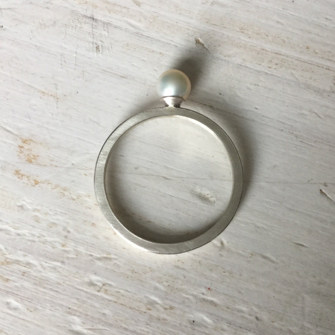 Pearl Stacker Ring, White Freshwater Pearl Ring, Sterling Silver and ...
