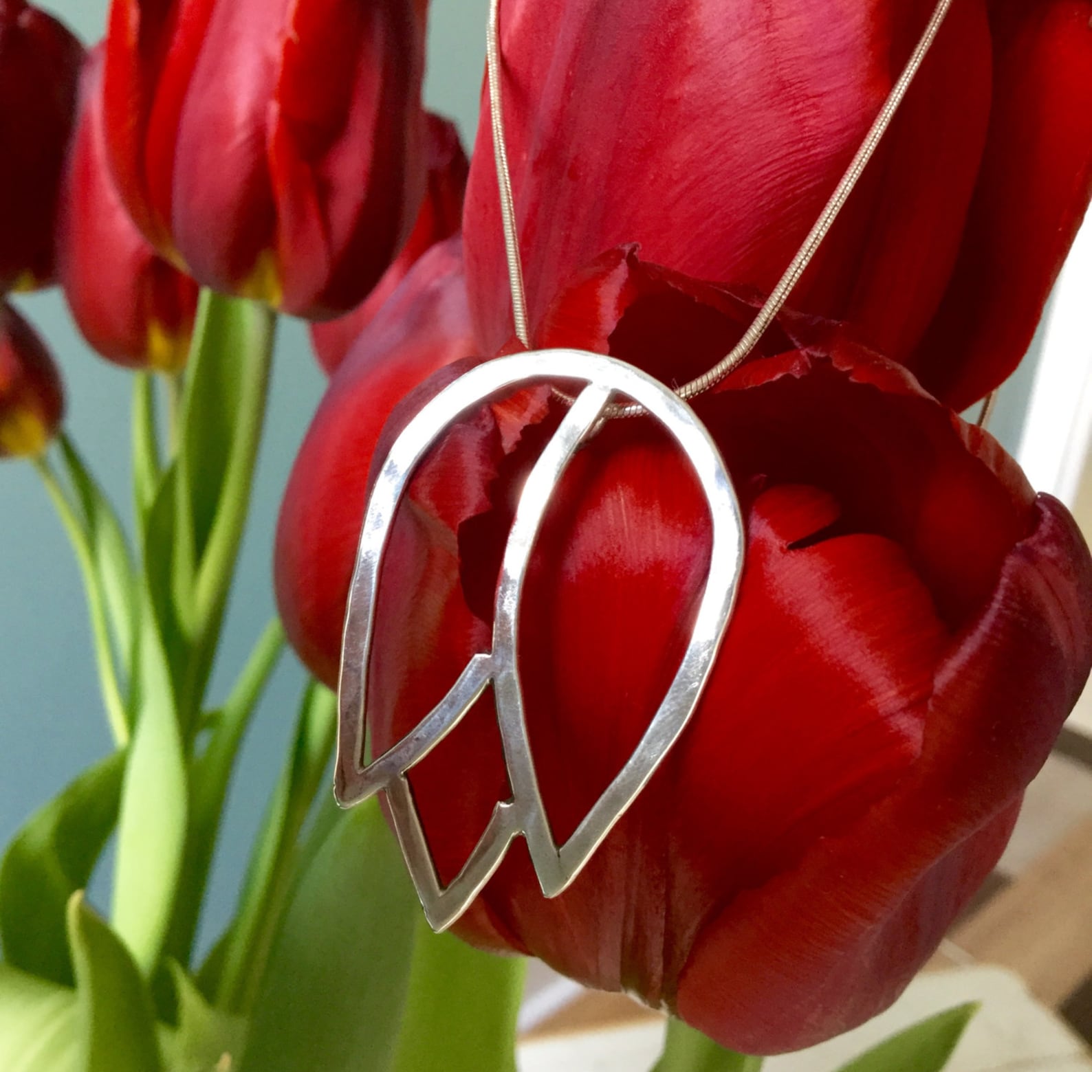 Sterling Silver Tulip Pendant including Necklace with a | Etsy