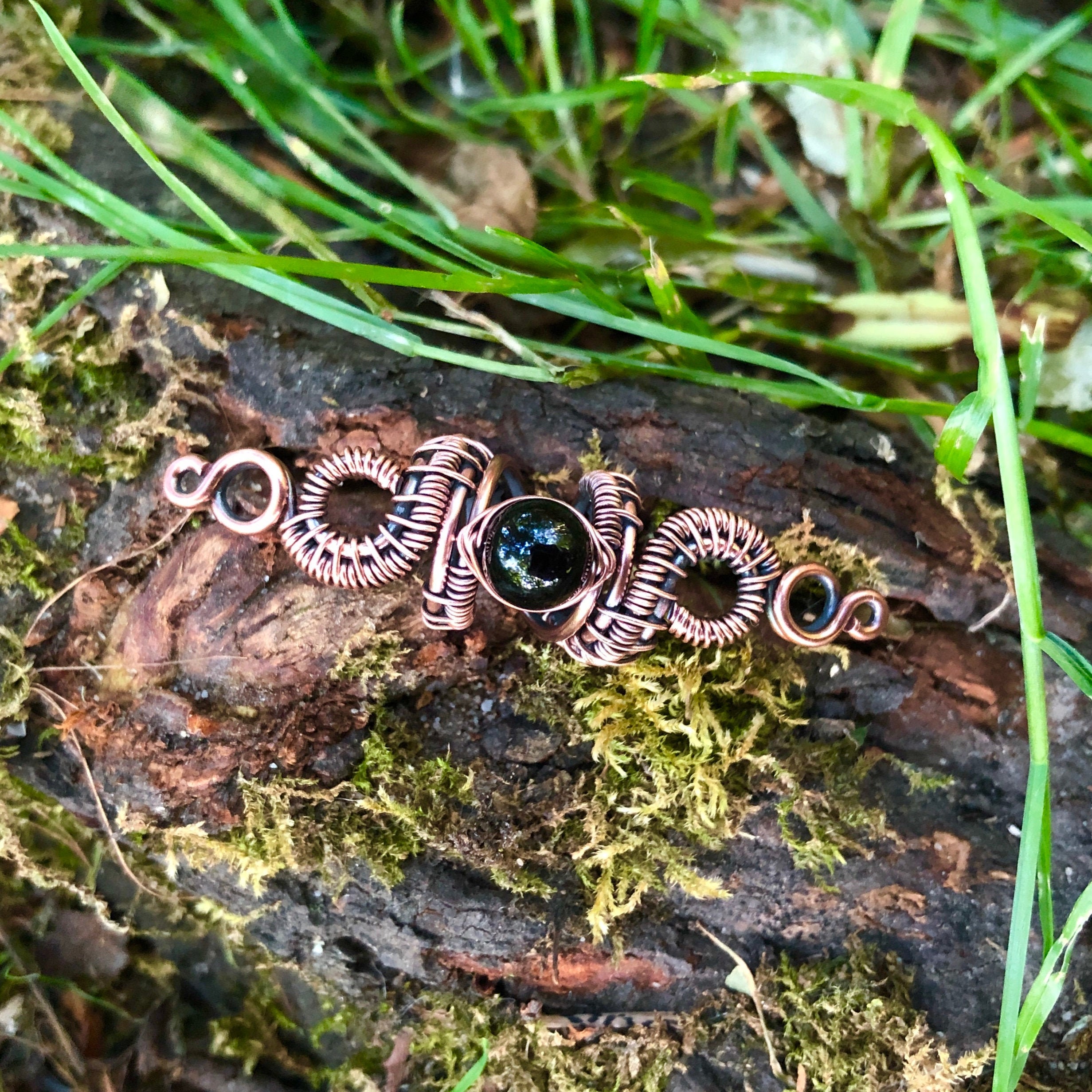 Handmade Unique Antique Copper Dreadlock Accessories With Black Onyx or ...