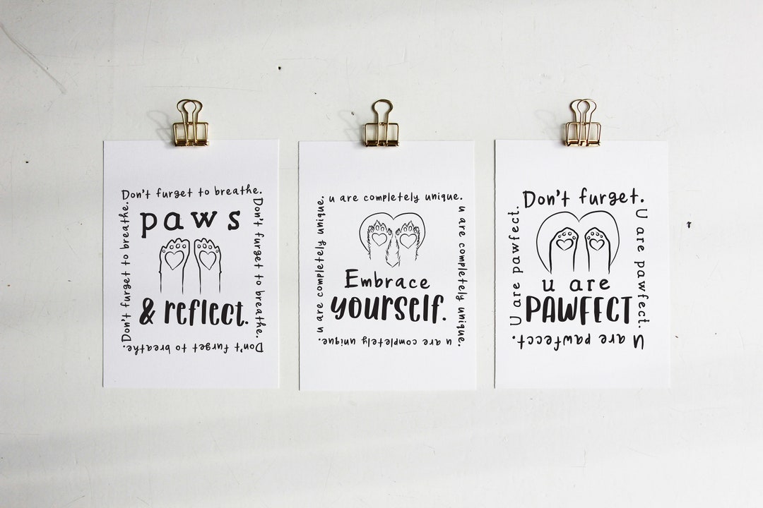 Pawsitive Affirmations Set of 3 5x7 Prints Set Bulletin Board Print Set ...