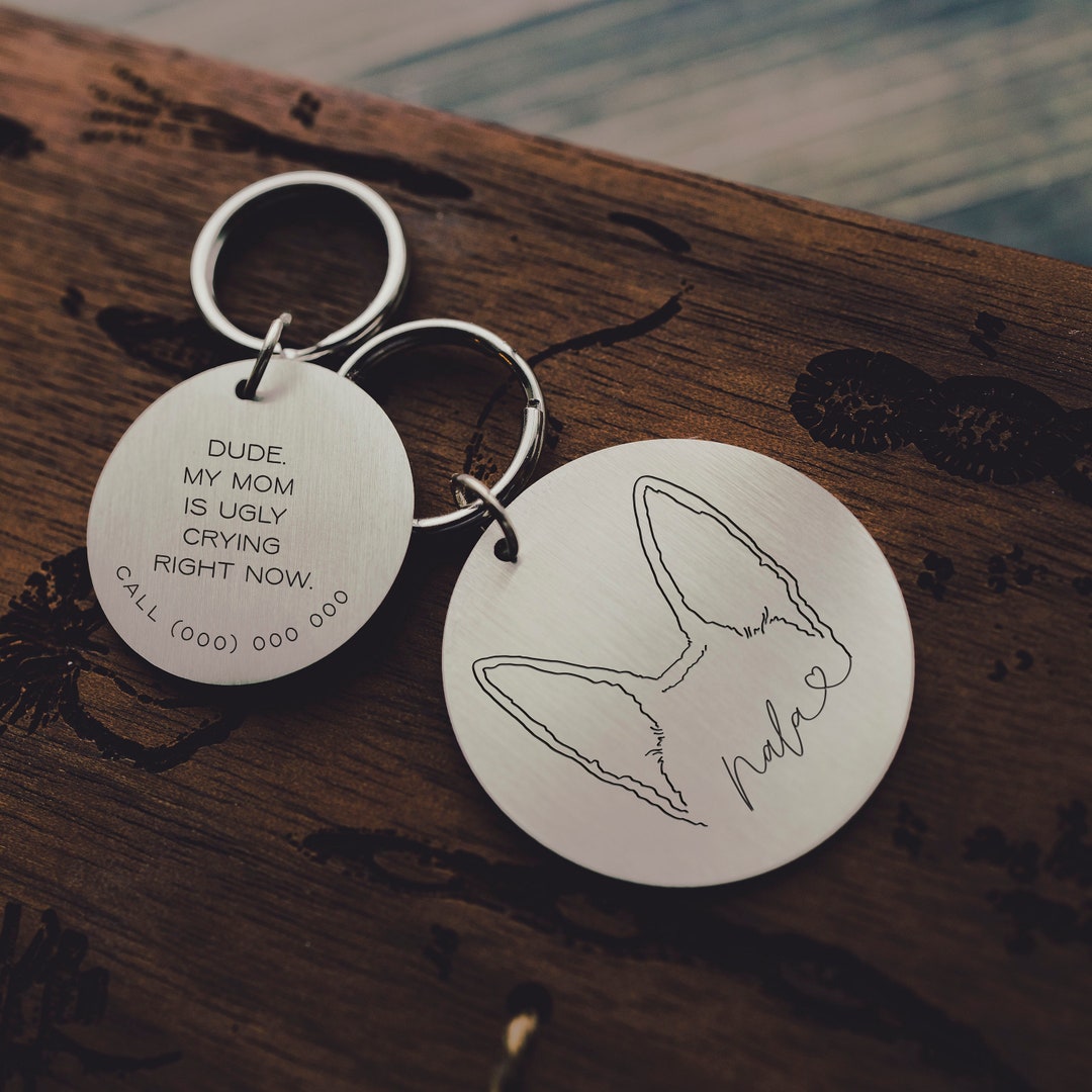 Custom Dog or Cat Ears Stainless Steel Silver or Gold Dog Tag Cute ...