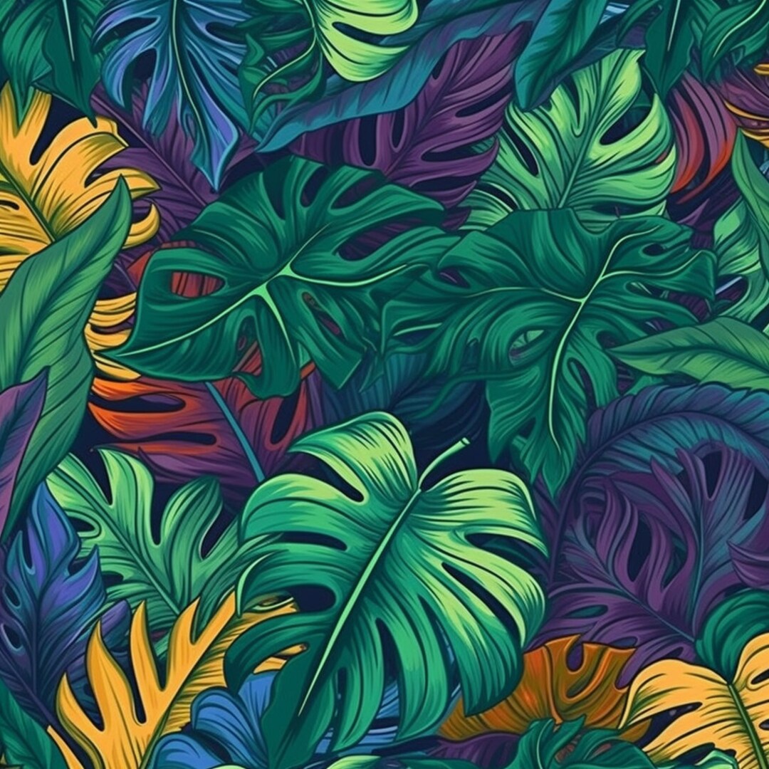 Jungle Leaves Pattern | Instant Download | Seamless Pattern - Etsy