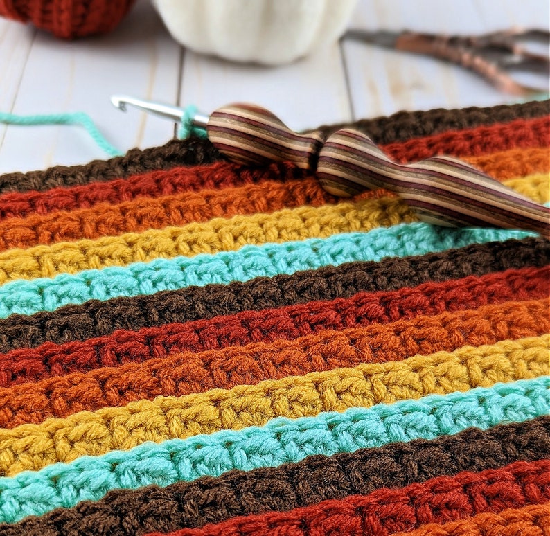 Striped Harvest Afghan Crochet Pattern, Crochet Afghan Pattern, Fall ...