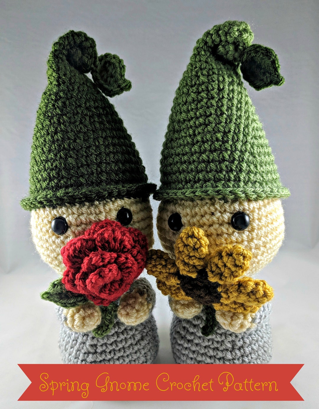 Crochet Pattern- Spring Gnome Crochet Pattern, Flower Crochet Pattern ...
