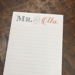 Mr. and Mrs. Notepad - Etsy