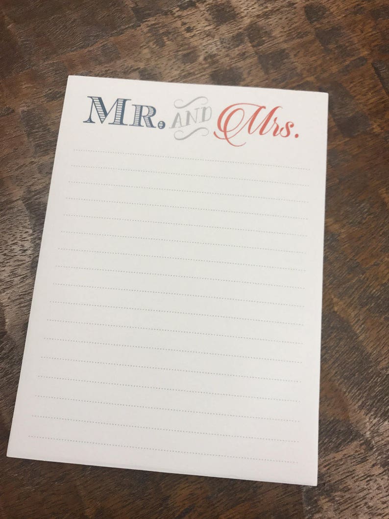 Mr. and Mrs. Notepad - Etsy