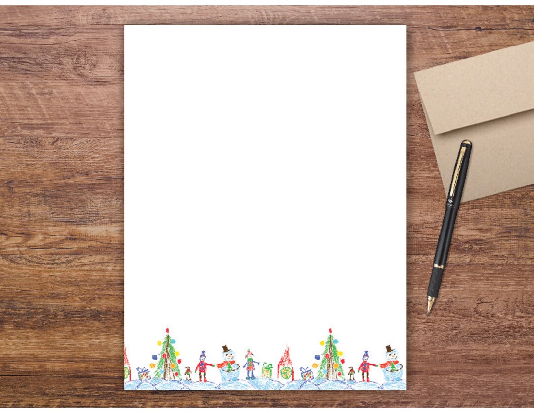 Crayon Snow Scene Holiday Stationery-pack of 50 Sheets - Etsy