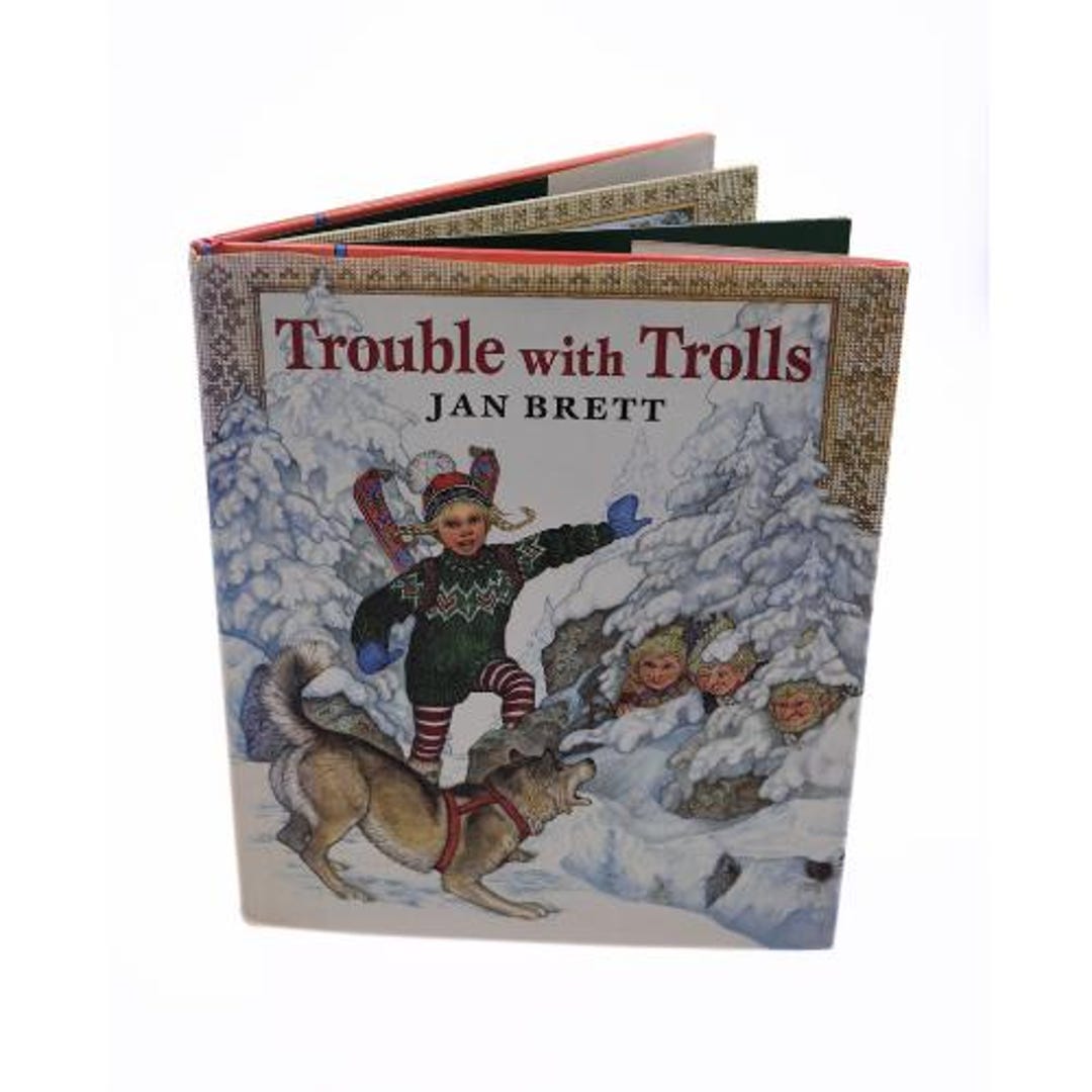 Trouble With Trolls by Jan Brett, 1990s Hardcover Picture Book, Fantasy ...