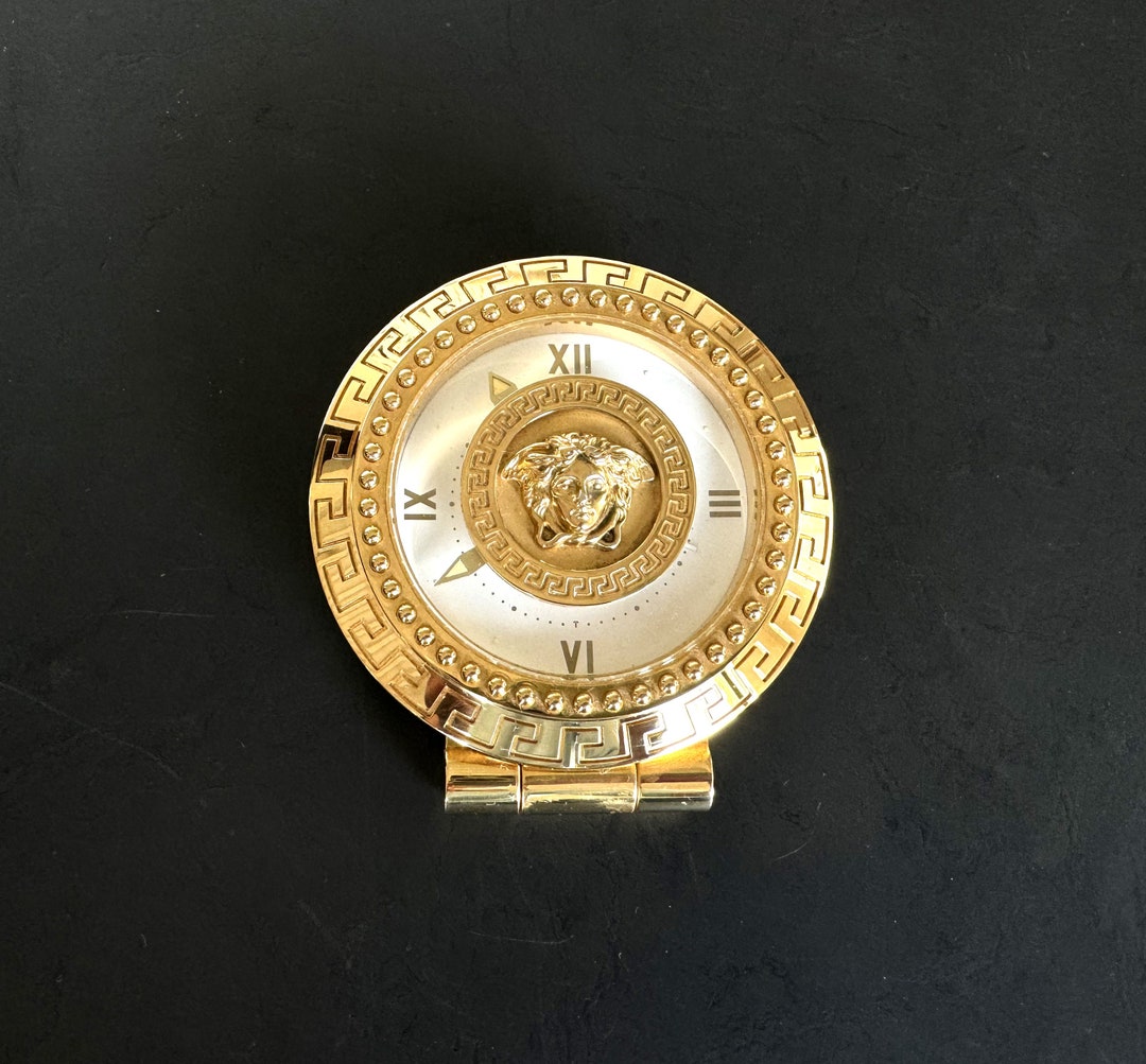 GIANNI VERSACE Small Gold Metal Table Alarm Clock Medusa - Vintage 90's ...