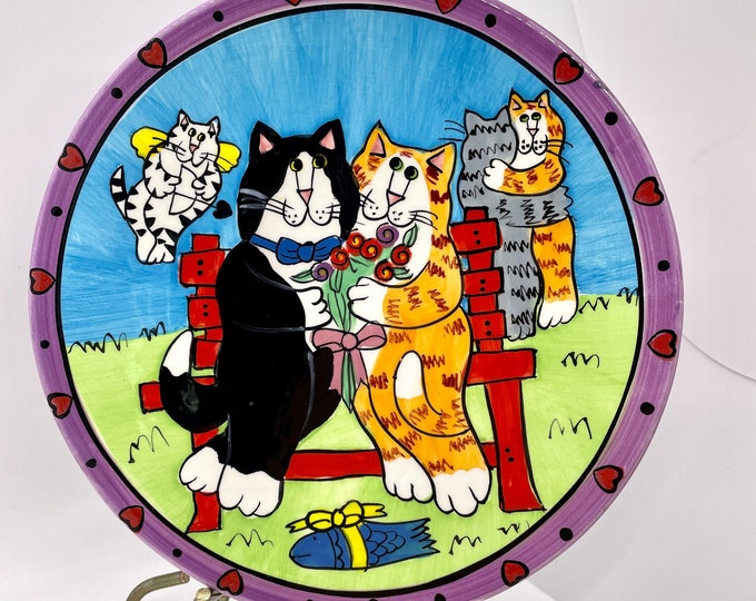 Vintage Catzilla 2002 Valentine Plate, Candace Reiter Henriksen Imports ...