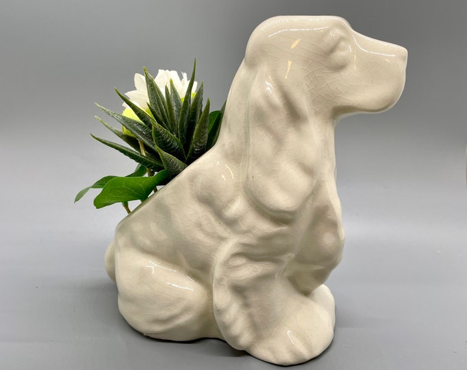 Vintage Shawnee Cocker Spaniel Planter, Small White Dog Indoor Flower ...