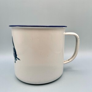 White and Blue Enamelware Fish Mug - Etsy
