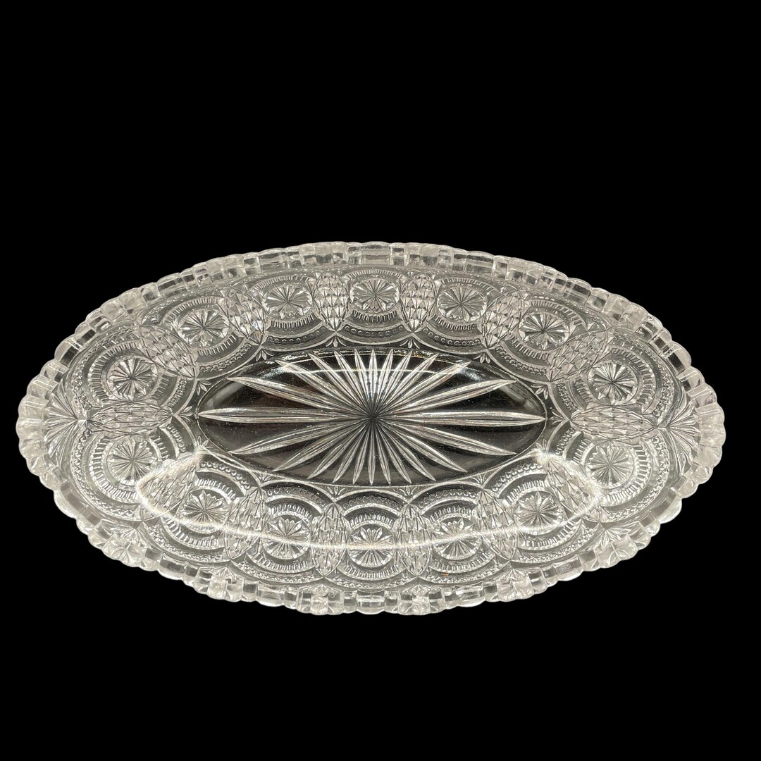 Bryce Medallion Sunburst Glass Oval Bowl - Etsy