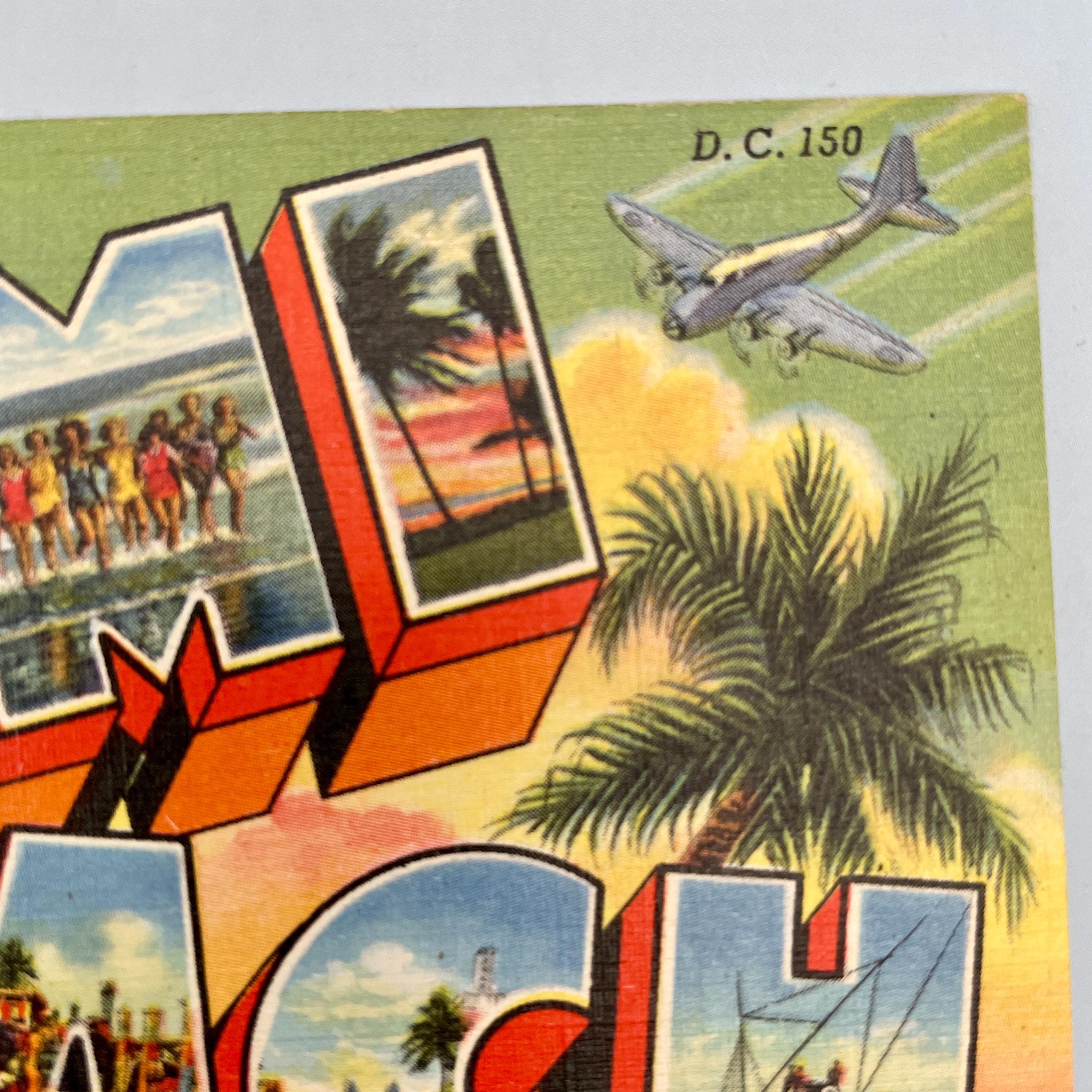 Miami Beach Florida Linen Finish Postcard - Etsy