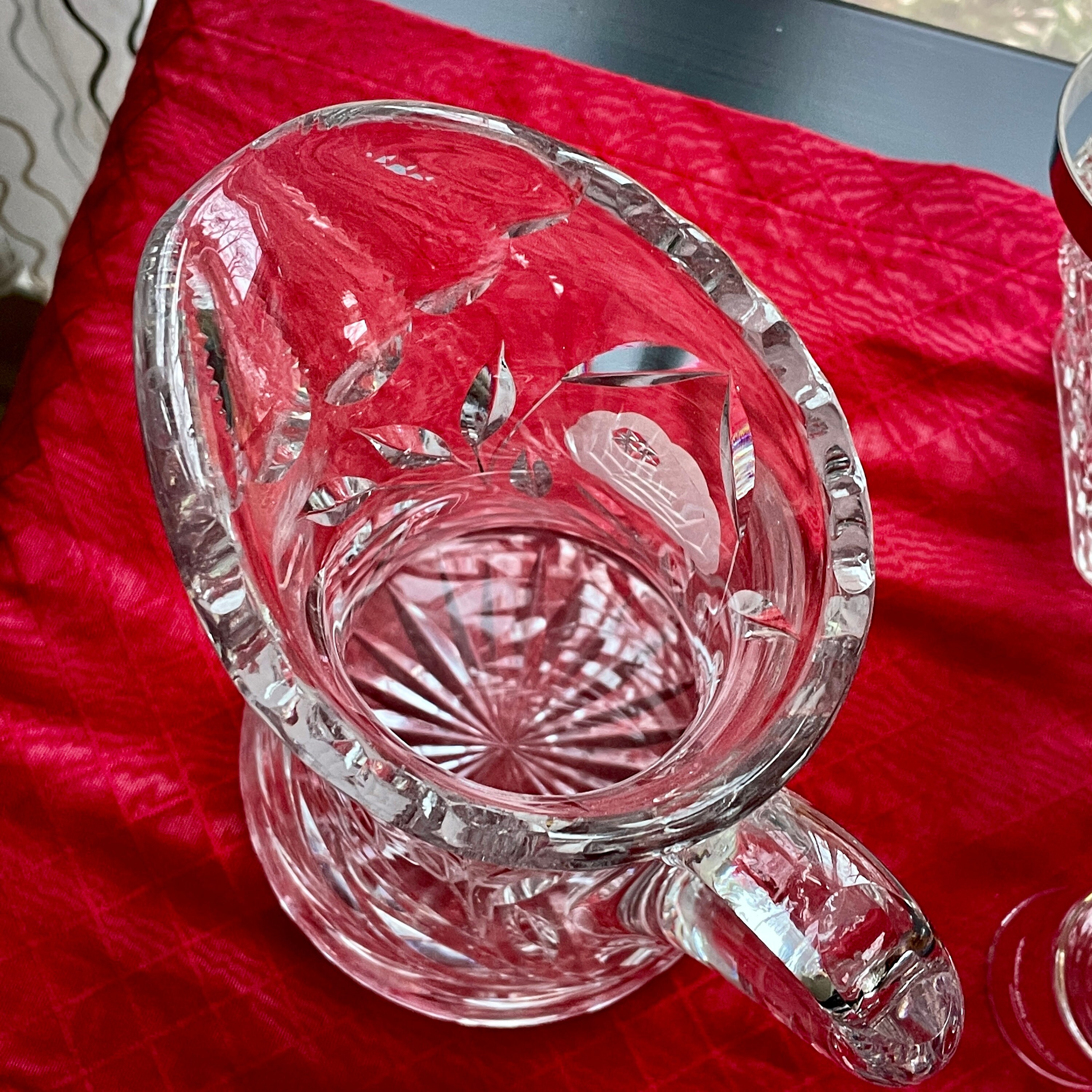Antique American Brilliant Glass Pitcher Star Rose Etched - Etsy